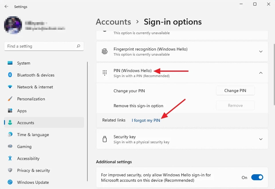 Cách tắt mã PIN trong Windows 11 nhanh chóng