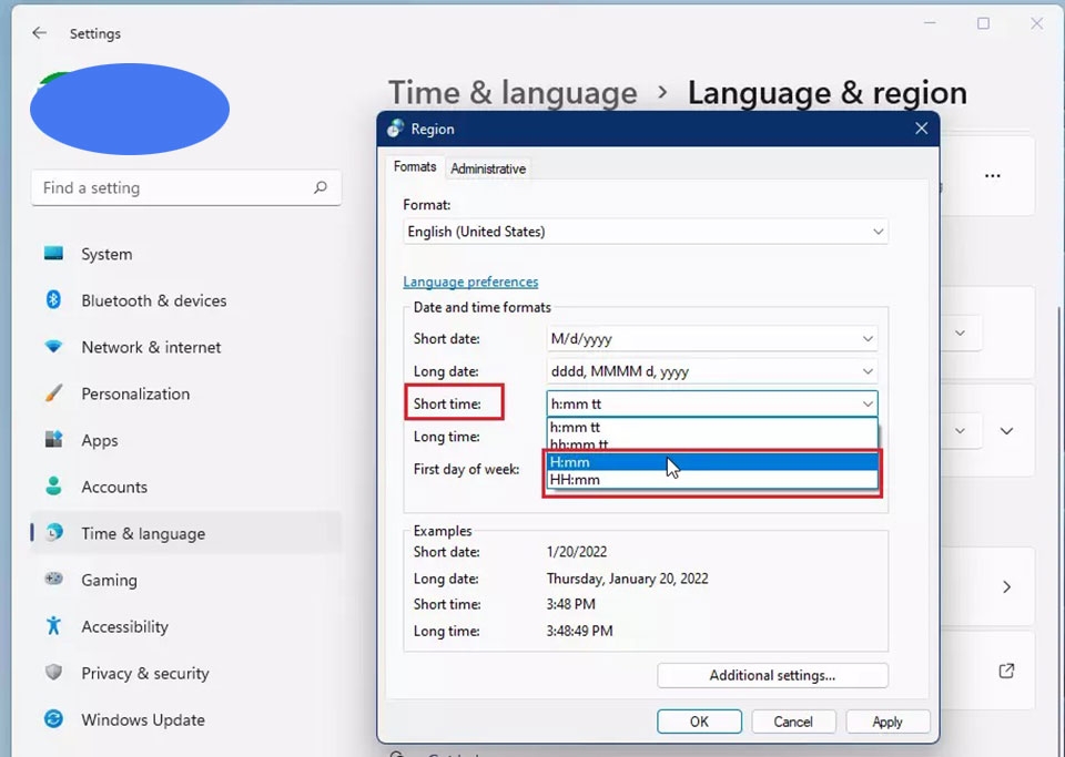 Cách chỉnh 24 giờ trên máy tính Windows 11