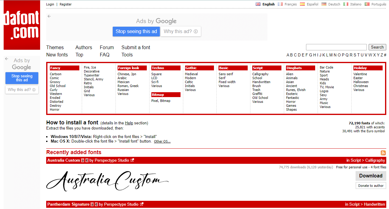 Hướng dẫn tải và cài đặt font chữ trên Dafont về máy tính