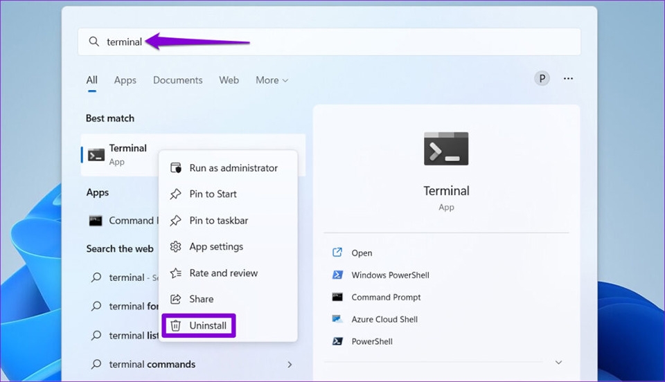 Sửa lỗi không mở được Windows Terminal trên Windows 11