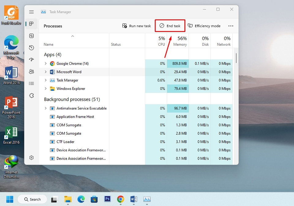 Cách sử dụng End Task trong Windows 11 để tắt mọi chương trình