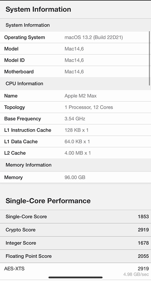 Điểm số Geekbench của chip Apple M2 Max bị rò rỉ