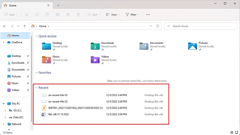 Cách tắt Recent File trong Windows 11