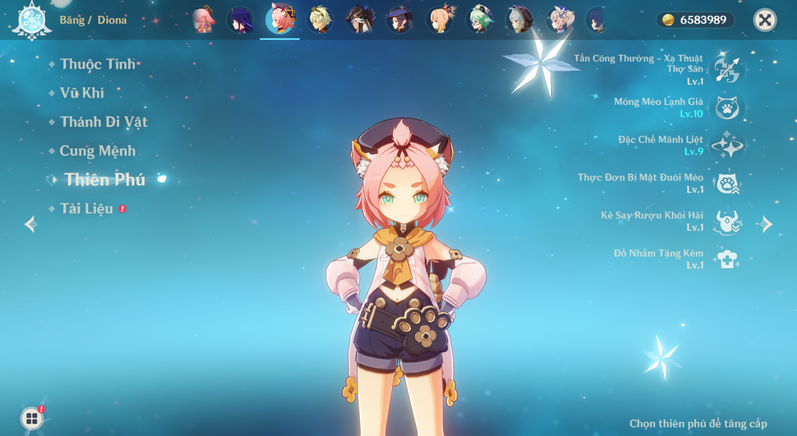 Cách chơi Diona Genshin Impact - Đặc Chế Quán Rượu Đuôi Mèo