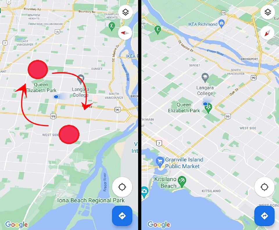 Cách xoay bản đồ trên Google Maps