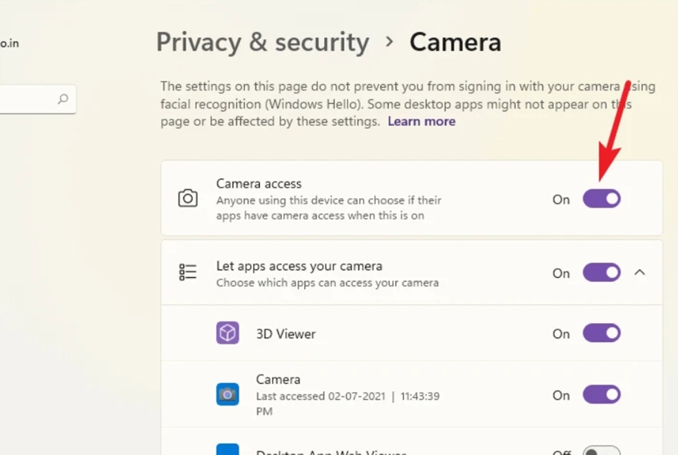 Hướng dẫn cách tắt/ bật camera trong Windows 11
