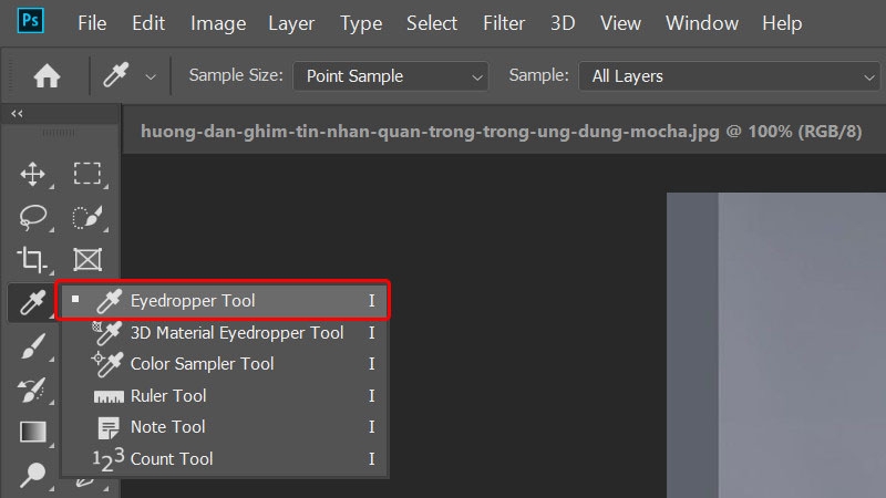 Hút màu nhanh từ bên ngoài vào Photoshop bằng công cụ Eyedropper