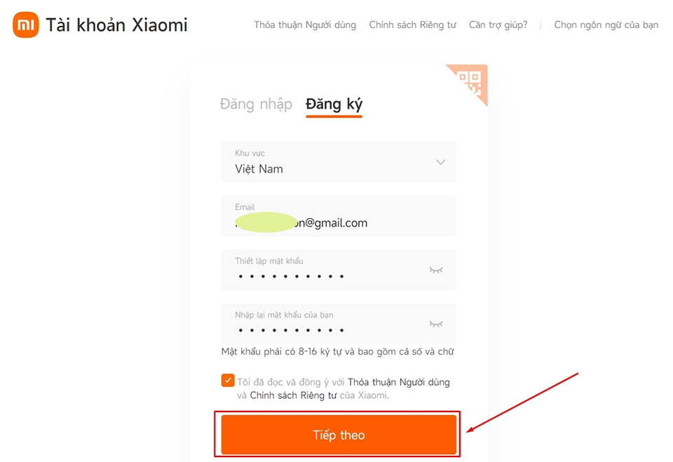Cách tạo tài khoản Mi ID