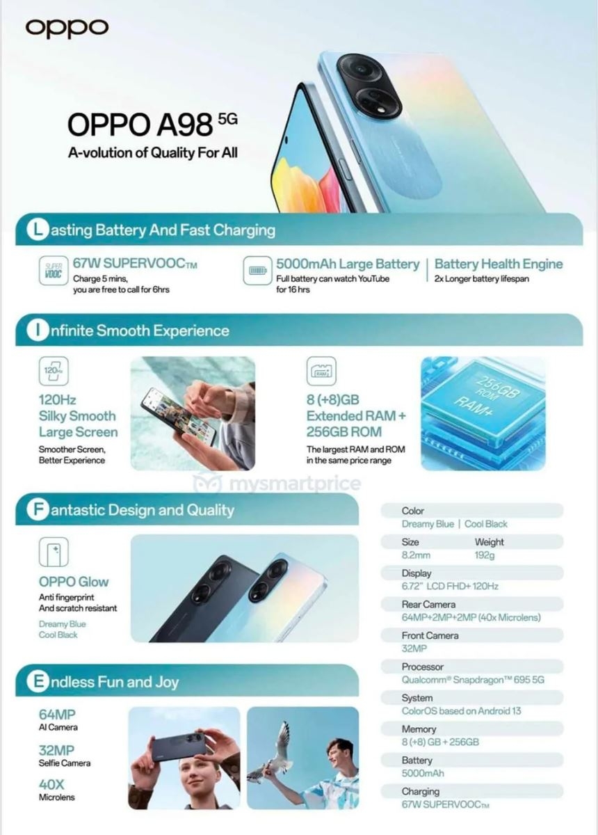 Đây là cấu hình OPPO A98 5G: Màn hình 120Hz, pin 5000 mAh