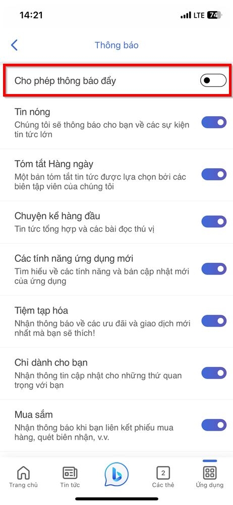 Mẹo thay đổi cài đặt thông báo trên Bing AI vô cùng tiện lợi