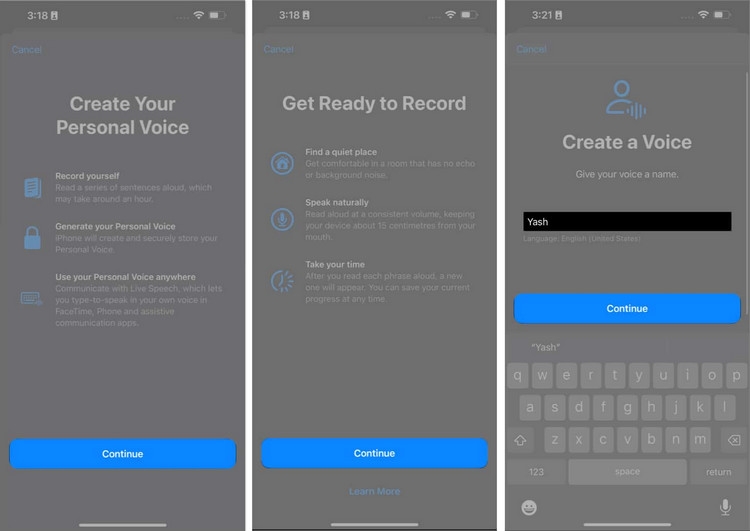 Thiết lập và sử dụng Personal Voice trên iOS 17