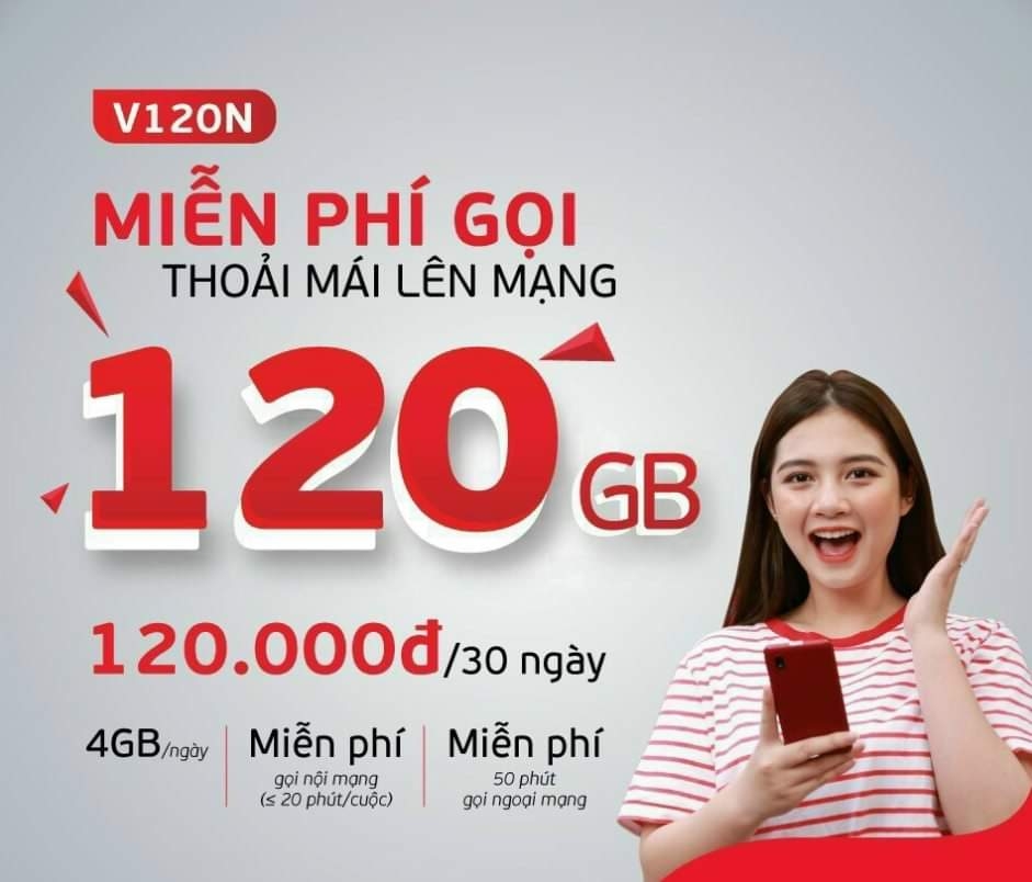 Đăng ký gói V120N Viettel sử dụng data tốc độ cao, free phút gọi