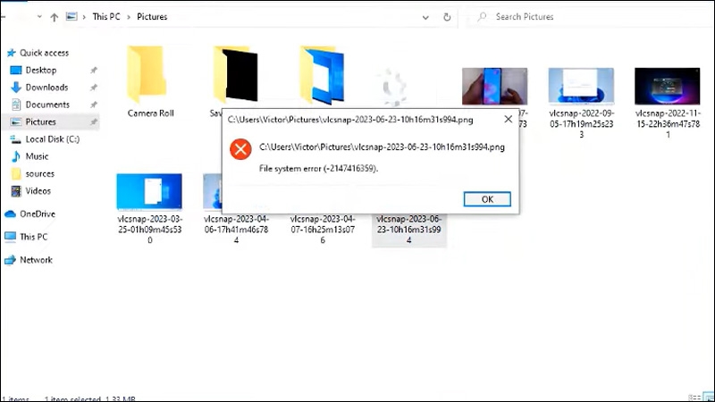 Lỗi File system error (-2147416359) khi mở ảnh trong Windows