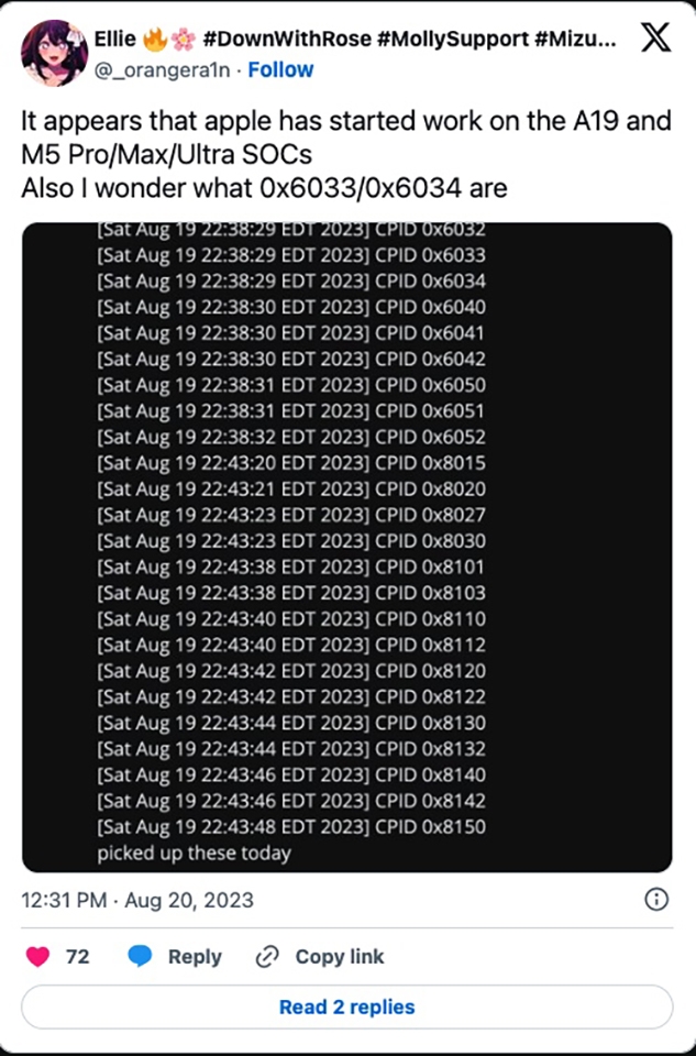 Apple đã bắt đầu phát triển chip A19 Bionic và M5