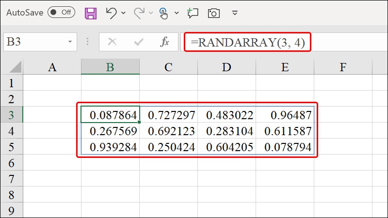 Cách sử dụng hàm RANDARRAY trong Excel