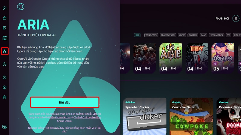 Cách kích hoạt và sử dụng Aria AI trong Opera GX