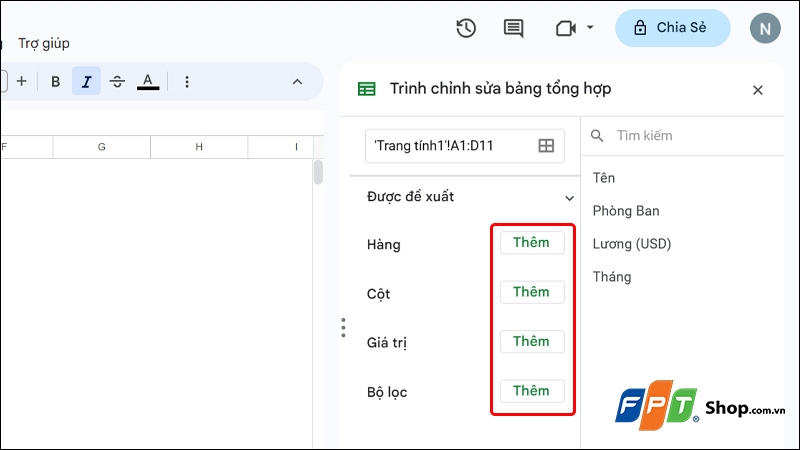 Cách tạo Pivot Table trong Google Sheets vô cùng nhanh