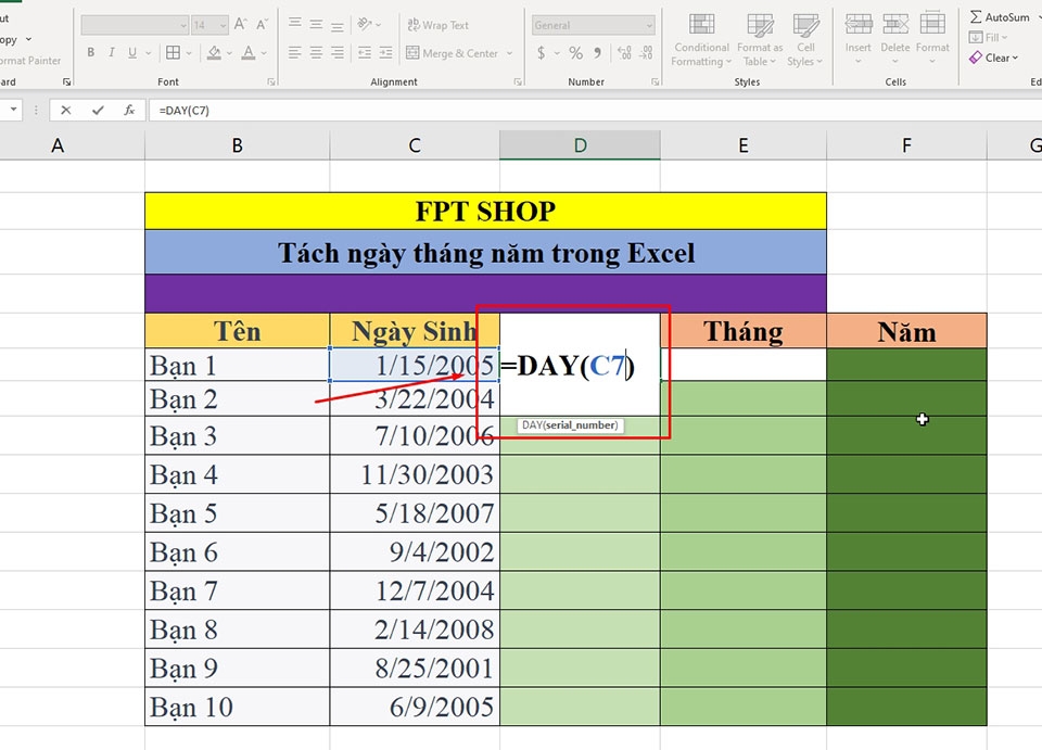 Mẹo hay để tách ngày tháng năm trong Excel một cách nhanh chóng