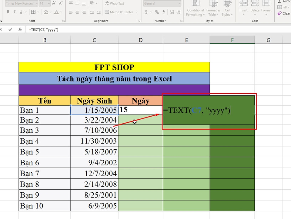 Mẹo hay để tách ngày tháng năm trong Excel một cách nhanh chóng