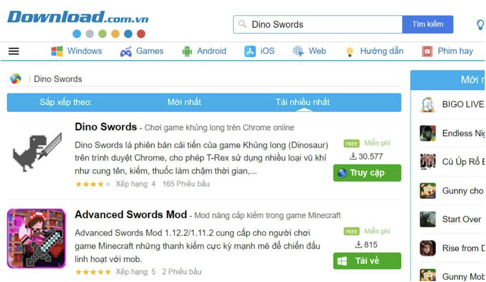 Dino Swords - Bản mod thú vị cho game khủng long chạy bộ
