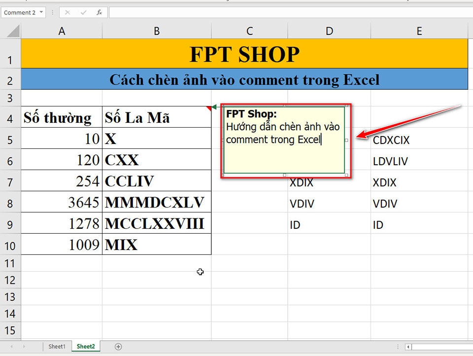 Cách chèn ảnh vào comment trong Excel đơn giản, chi tiết nhất