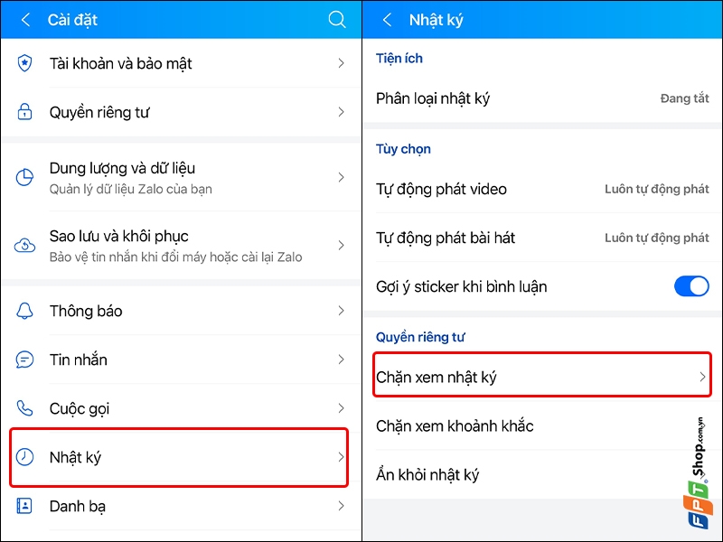 Bật tính năng không cho người lạ xem nhật ký Zalo trên điện thoại
