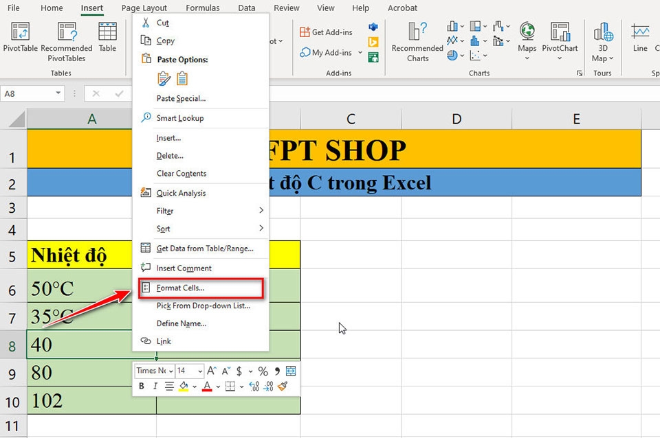 Mách bạn cách viết độ C trong Excel nhanh chóng và dễ dàng