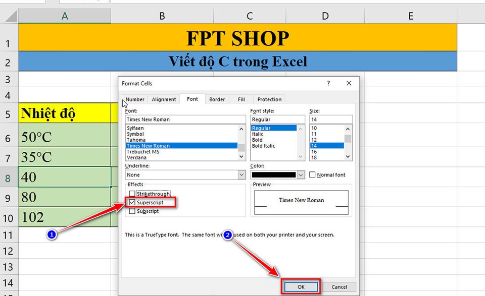 Mách bạn cách viết độ C trong Excel nhanh chóng và dễ dàng