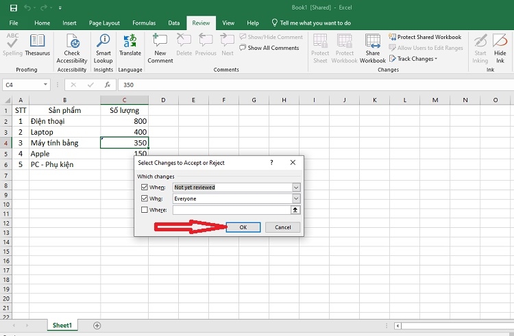Cách dùng Track Change trong Excel xem lịch chỉnh sửa nhanh chòng