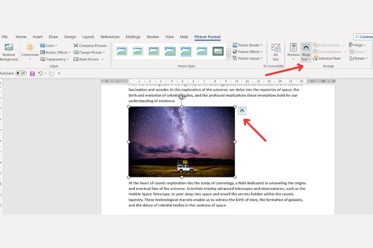 Hướng dẫn sử dụng Wrap Text trong Word khi chèn hình ảnh