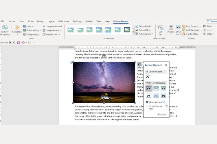 Hướng dẫn sử dụng Wrap Text trong Word khi chèn hình ảnh