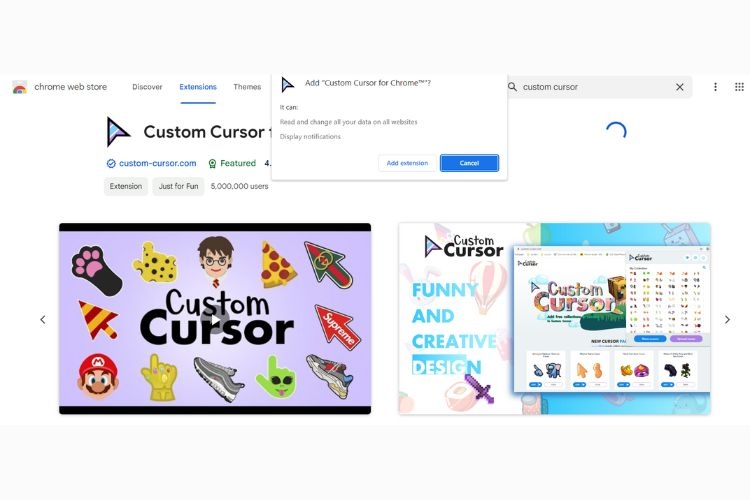 Thay áo cho con trỏ chuột với Custom Cursor trên Chrome