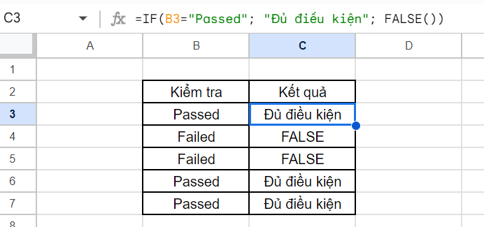 Cách sử dụng hàm FALSE trong Google Sheets để xử lý dữ liệu