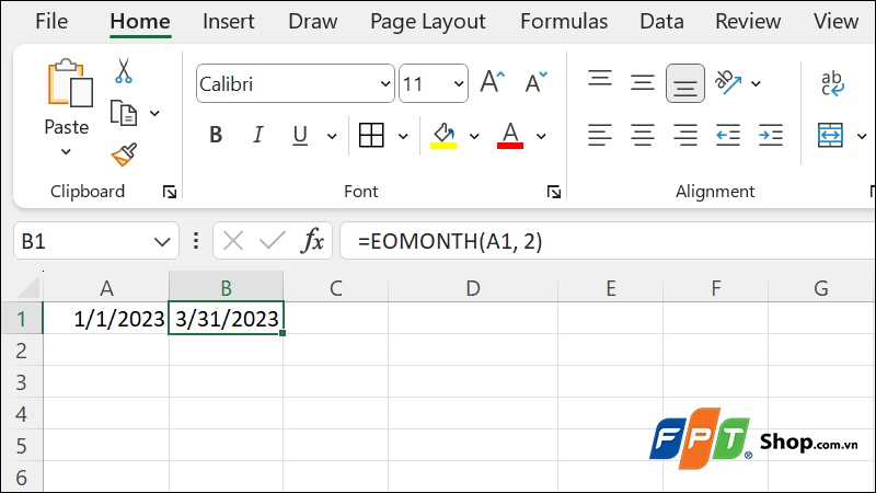 Cách sử dụng hàm EOMONTH để tìm ngày cuối cùng trong Excel