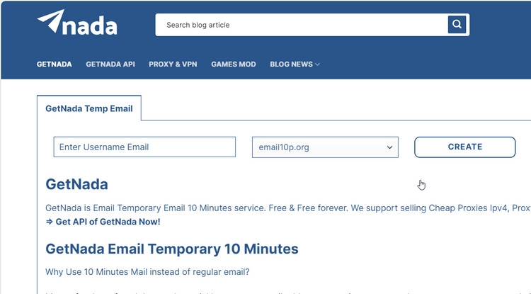 GetNada là gì? Chi tiết cách tạo email tạm và cách sử dụng