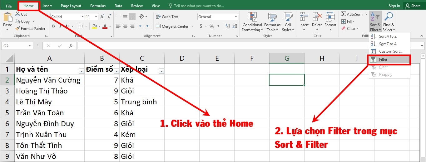 Hàm Filter trong Excel và cách sử dụng thông qua ví dụ cụ thể
