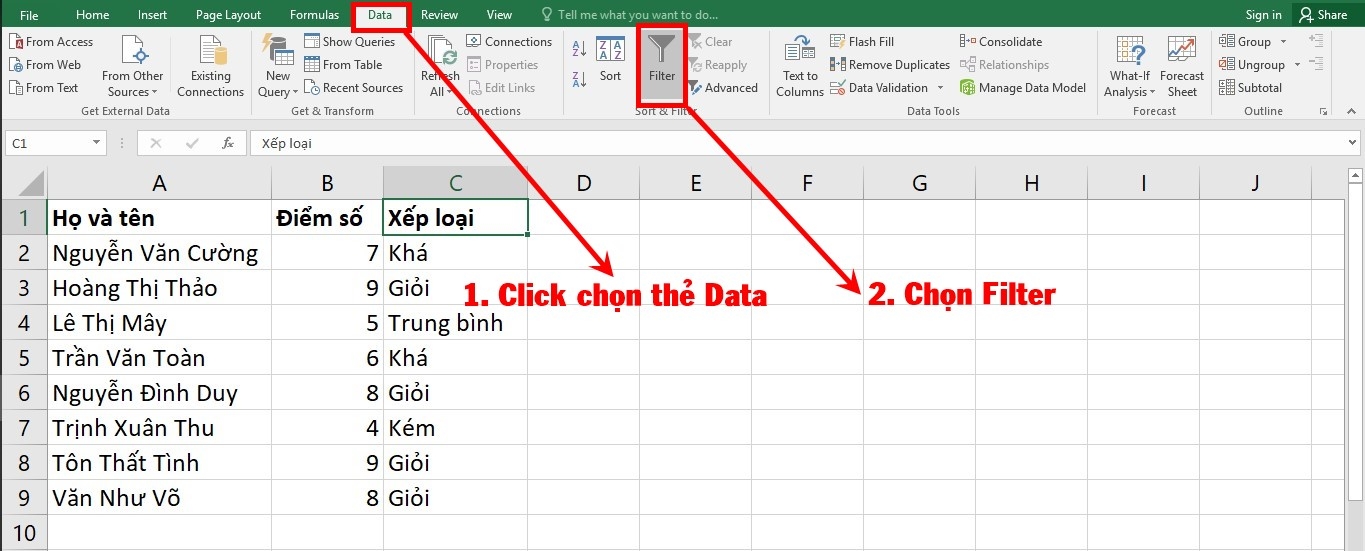 Hàm Filter trong Excel và cách sử dụng thông qua ví dụ cụ thể