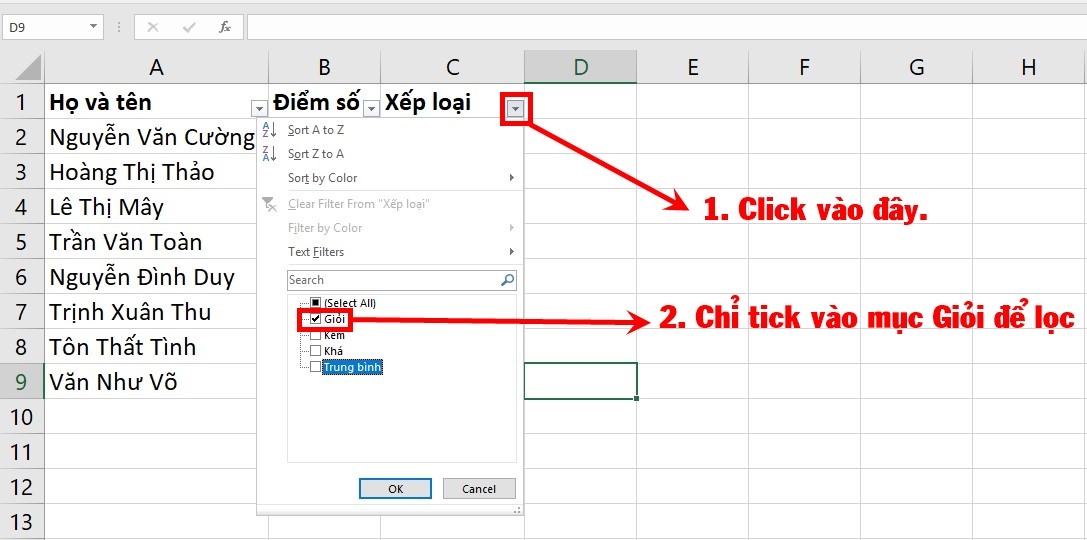 Hàm Filter trong Excel và cách sử dụng thông qua ví dụ cụ thể