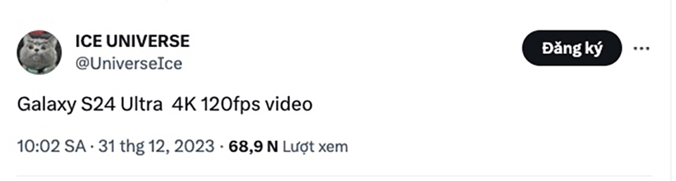 Samsung Galaxy S24 Ultra có thể quay video 4K@120fps