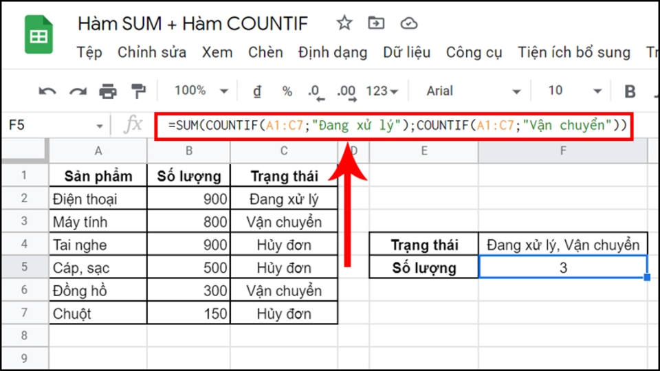 Kết hợp SUMIF và COUNTIF đơn giản, nhanh chóng, hiệu quả