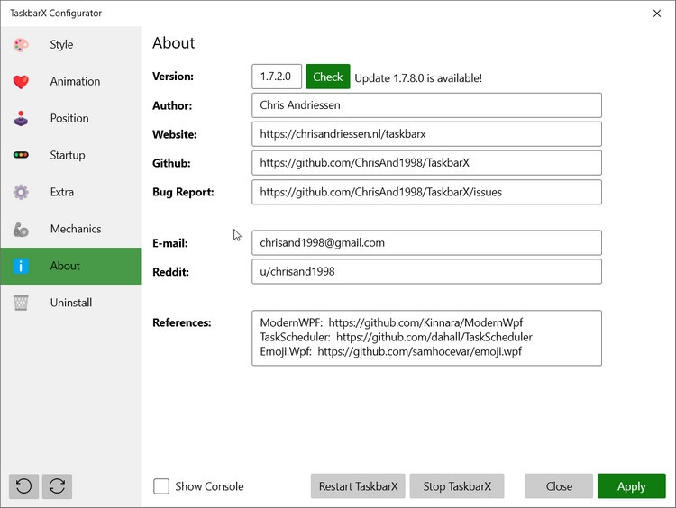 TaskbarX–Trải nghiệm và tùy chỉnh thanh tác vụ theo cách bạn muốn