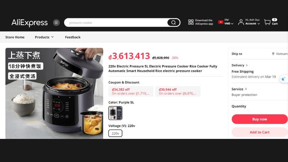 Hướng dẫn chi tiết cách mua hàng trên Aliexpress về Việt Nam