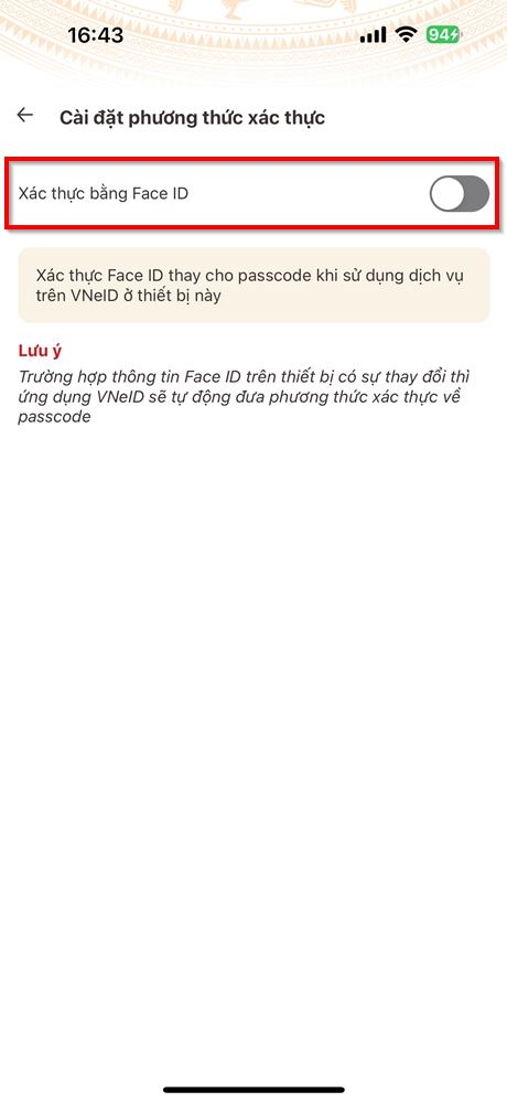 Cách dùng Face ID để thay thế passcode trên VNeID cực tiện lợi