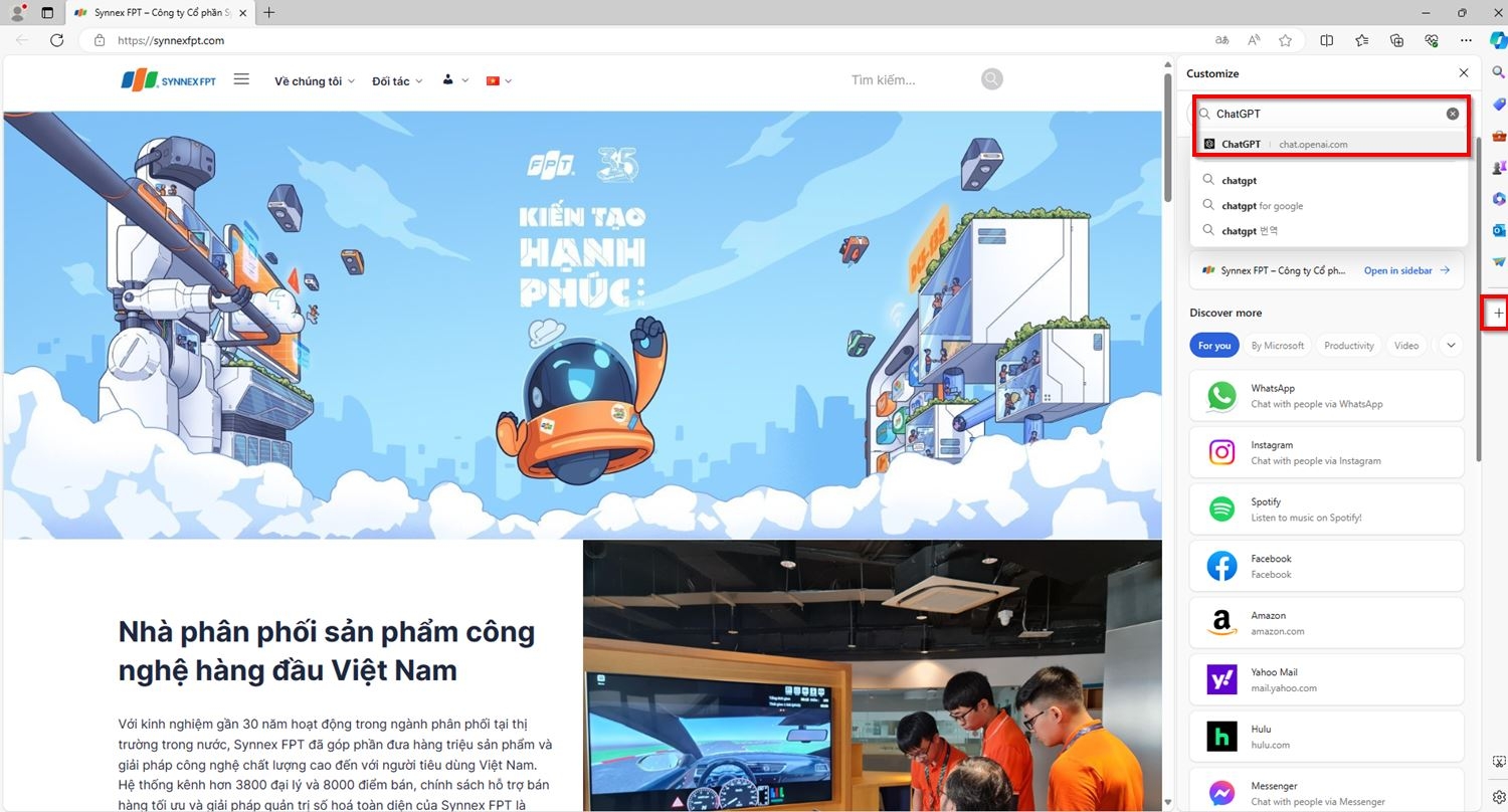 Mách bạn cách thêm ChatGPT vào thanh Sidebar trên Microsoft Edge