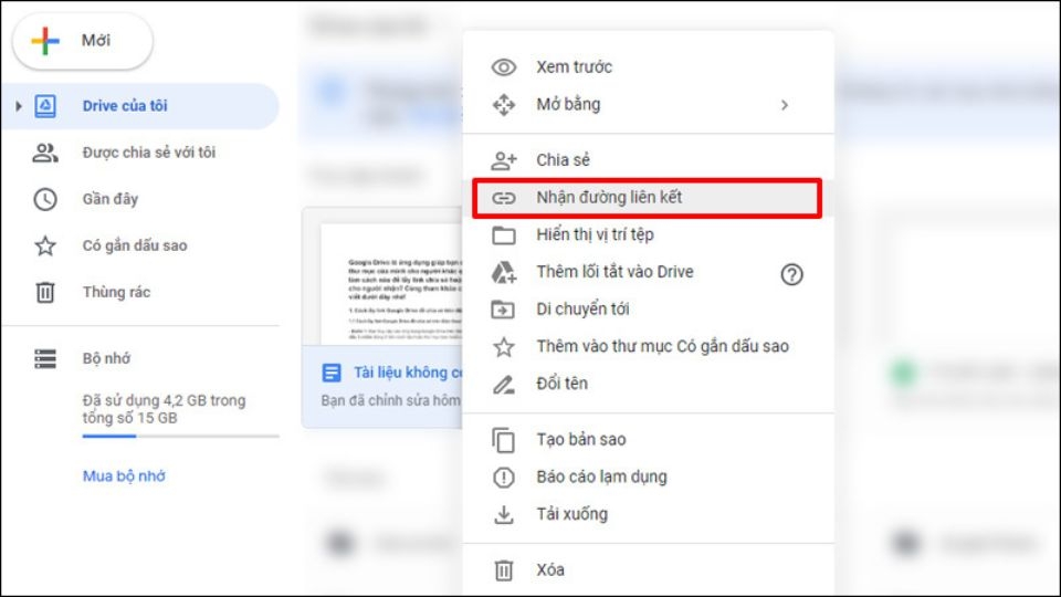 Hướng dẫn tạo link drive, lấy link chia sẻ trên điện thoại, PC