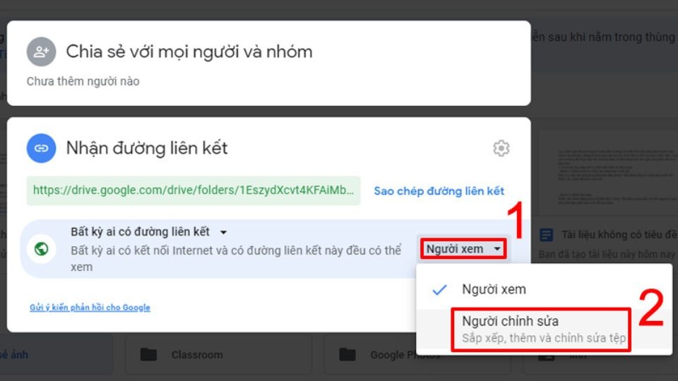 Hướng dẫn tạo link drive, lấy link chia sẻ trên điện thoại, PC