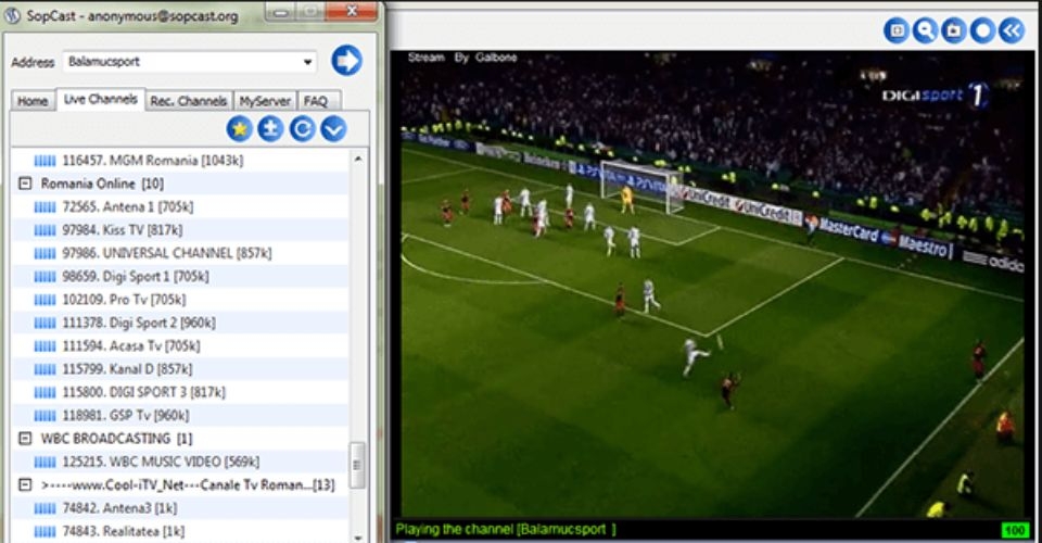 Sopcast - Ứng dụng hỗ trợ xem trực tuyến các trận bóng đá hấp dẫn