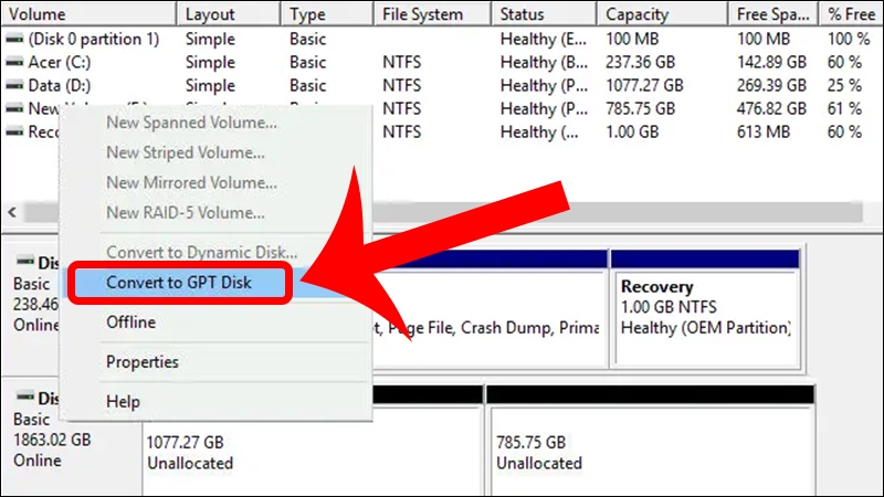 Hướng dẫn chuyển MBR sang GPT một cách dễ dàng và nhanh chóng
