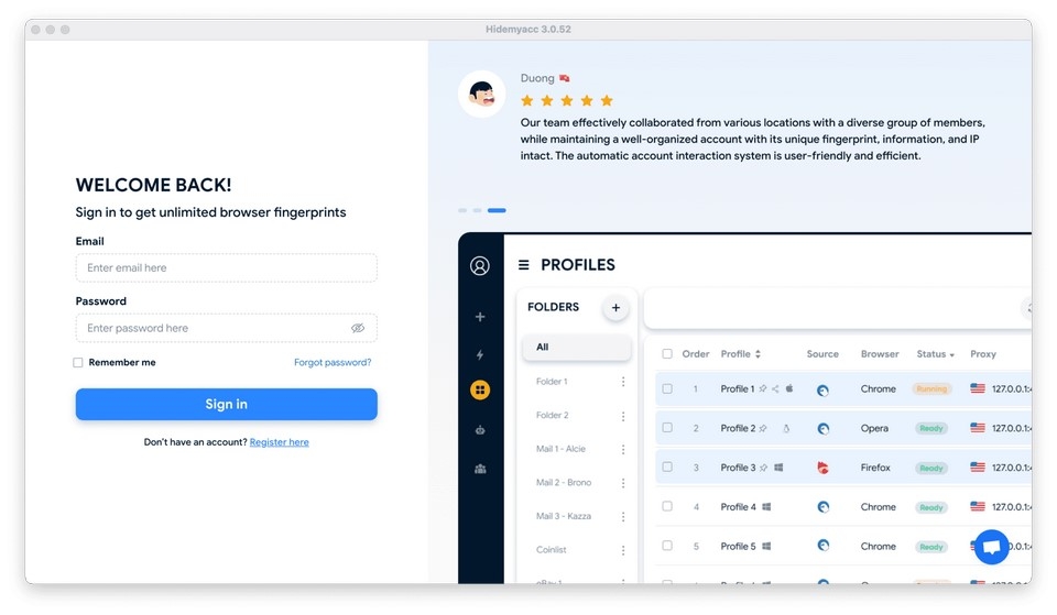 Hidemyacc: Ẩn tài khoản của bạn chỉ trong tích tắc và an toàn.