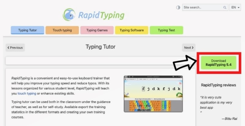 Cách tải phần mềm RapidTyping luyện gõ phím 10 ngón miễn phí